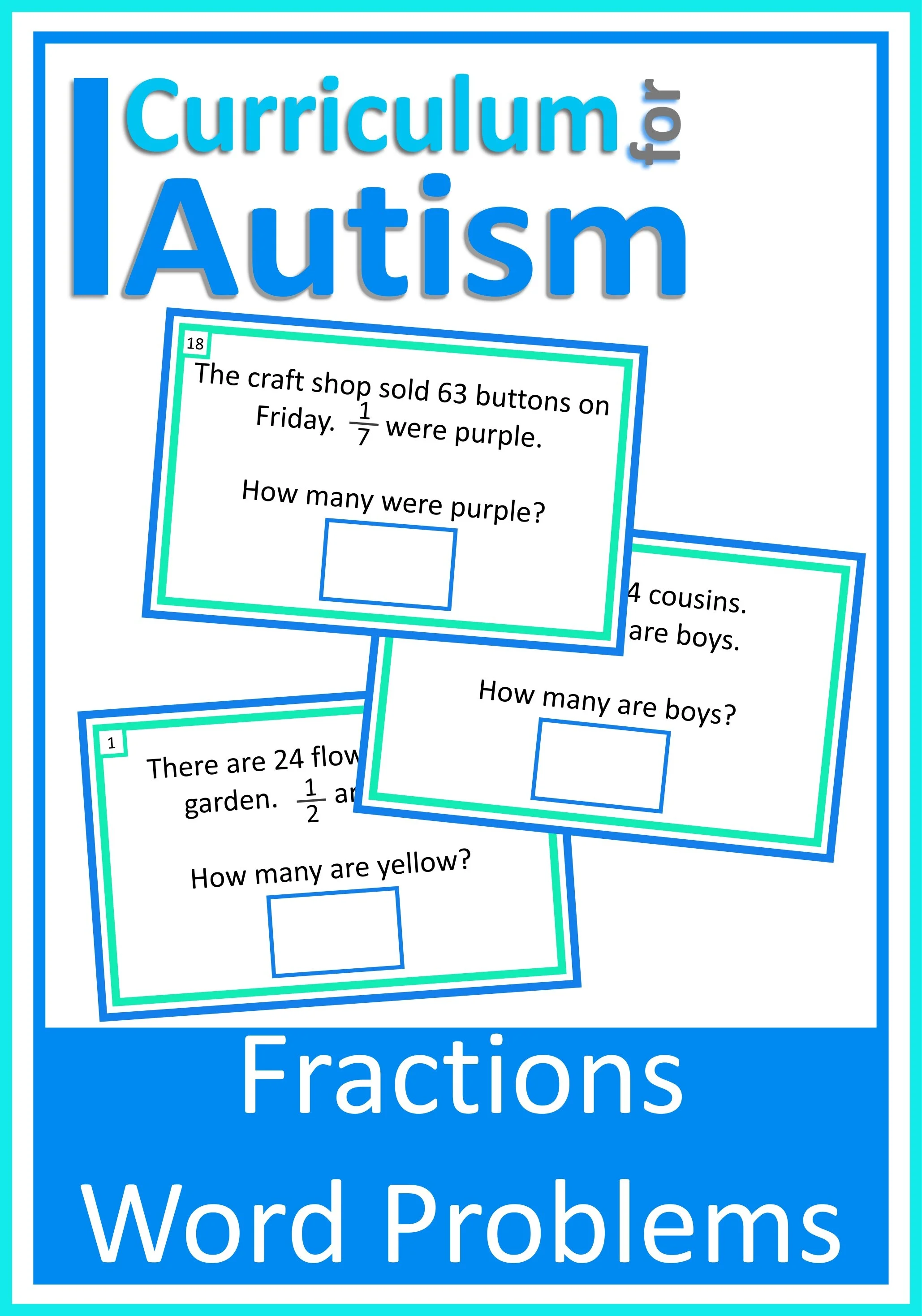 Fractions of Whole Numbers Word Problems Autism Special Education ...