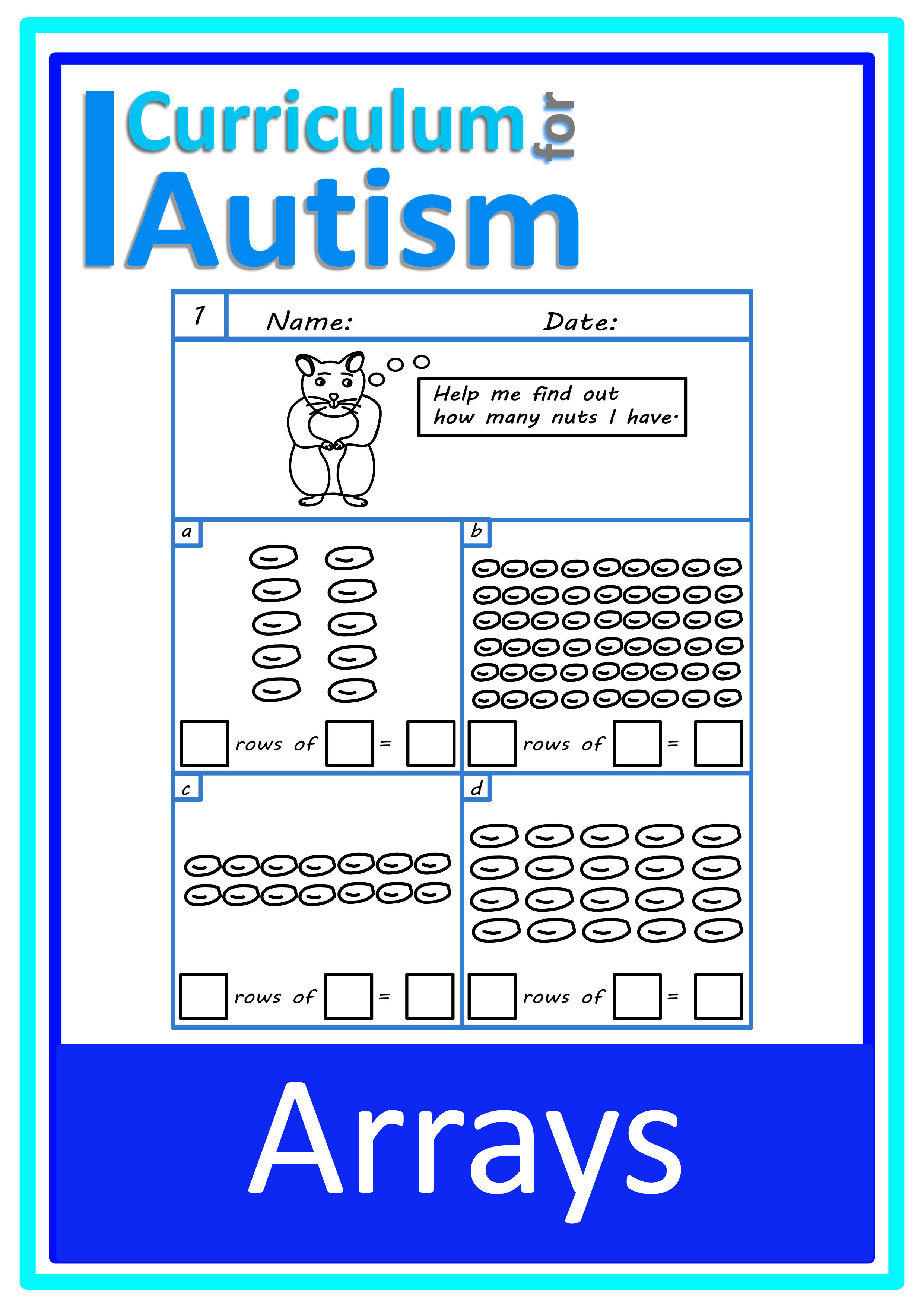 Arrays Multiplication Facts Worksheets Autism Special Education ...
