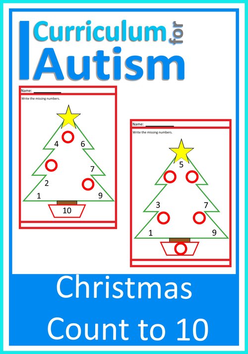 Christmas Count to 10 Cards & Worksheets Autism Special Education ...