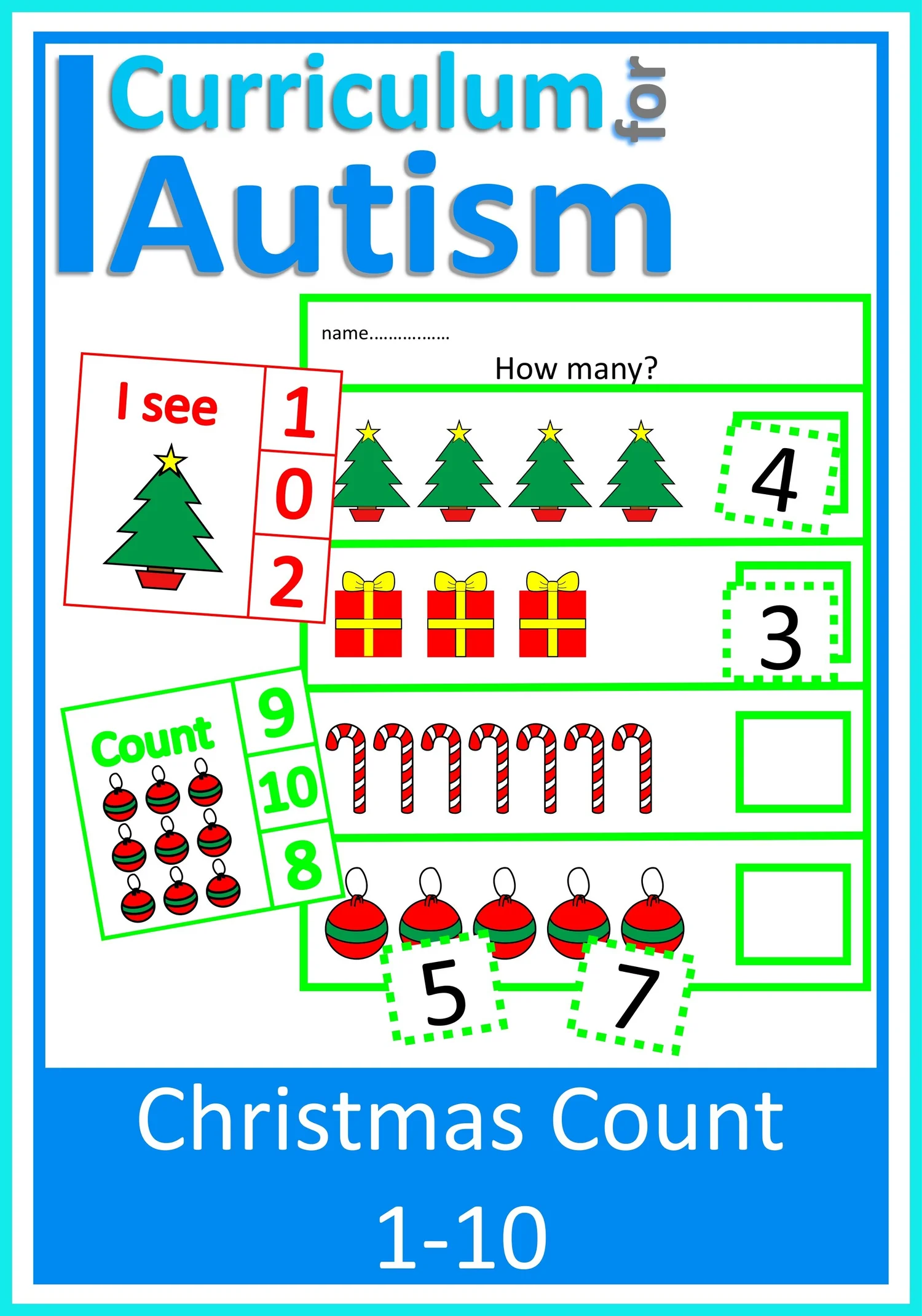 Autism & Special Education Math Worksheets, Cards & Activities for ...