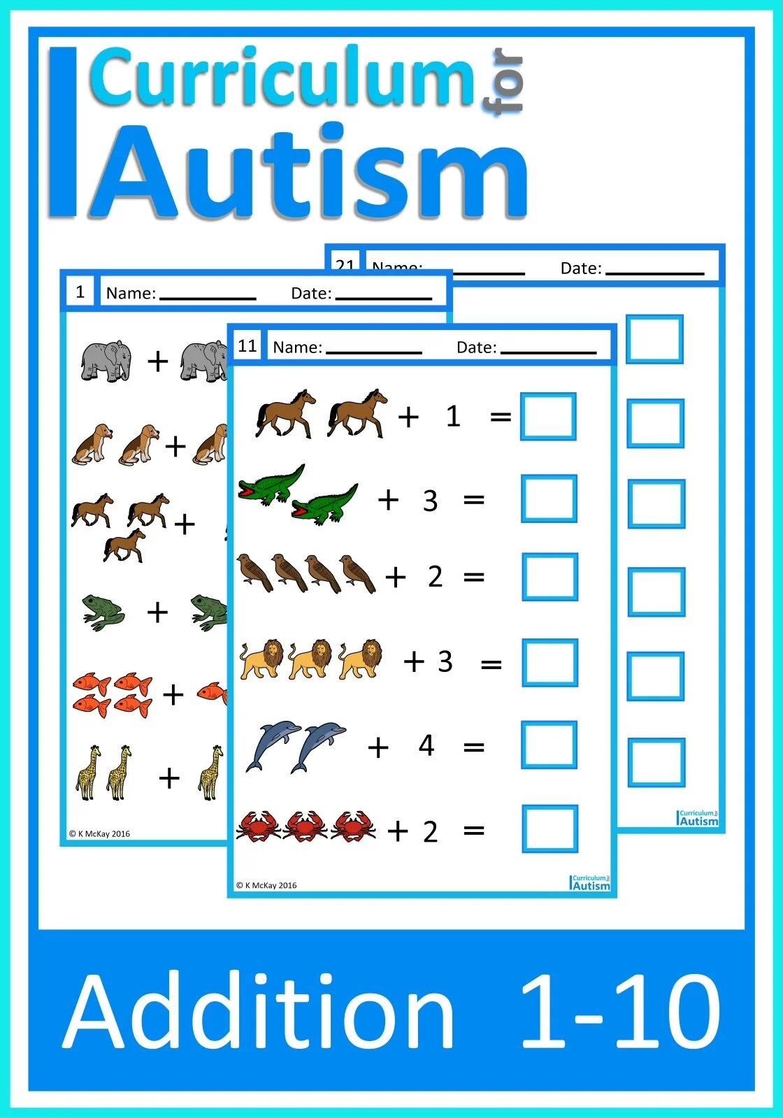 Addition to 20 Buttons Large Print Cards Autism Special Education Class ...