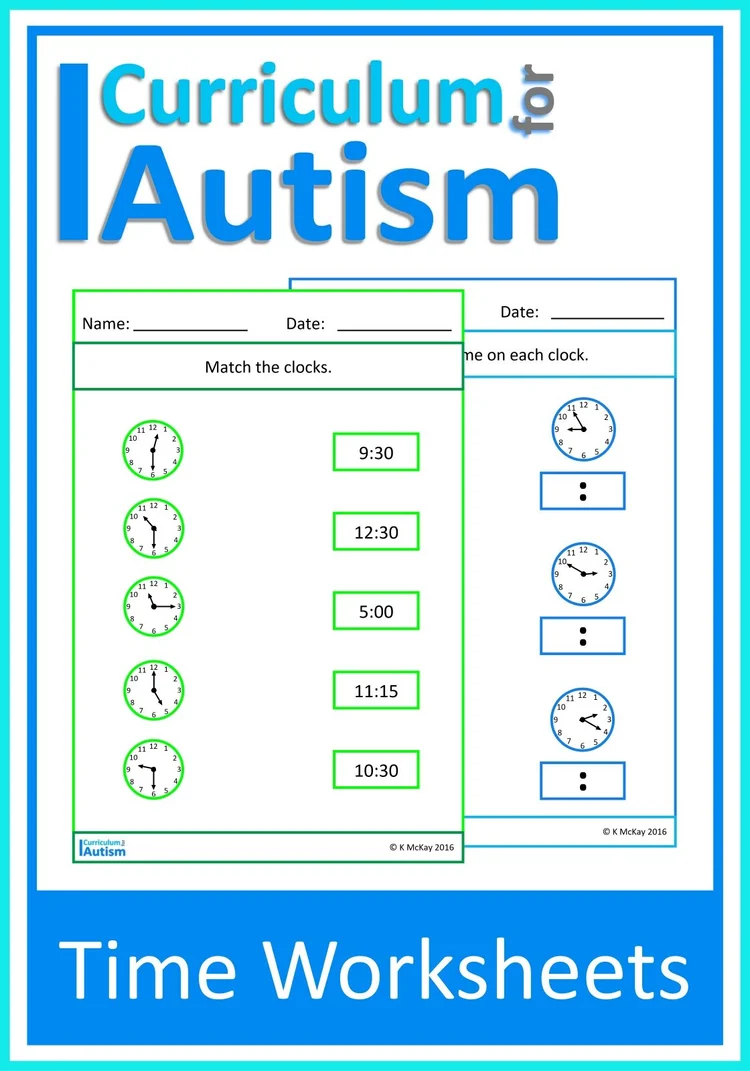 Telling The Time Digital Clocks Match Worksheets Autism Special ...