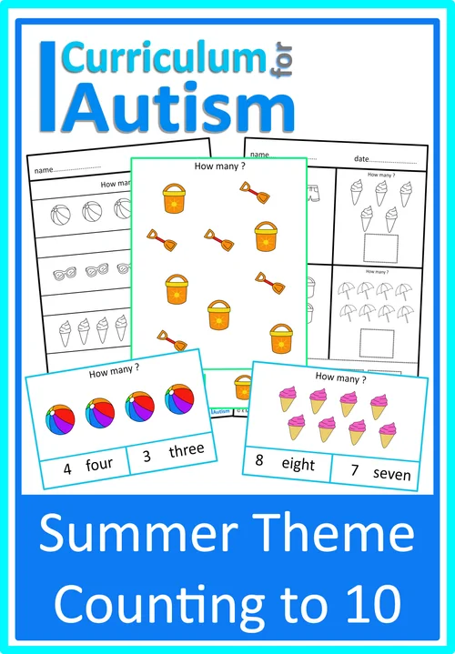 Errorless Counting 1-10 Cut Paste Worksheets Autism Special Ed Self ...