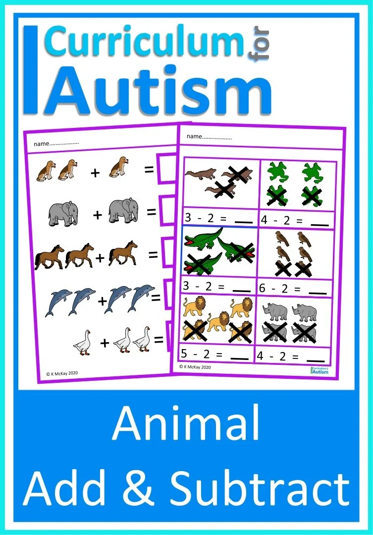 Subtraction 1-10 Cut Paste Worksheets Autism Special Education Resource ...