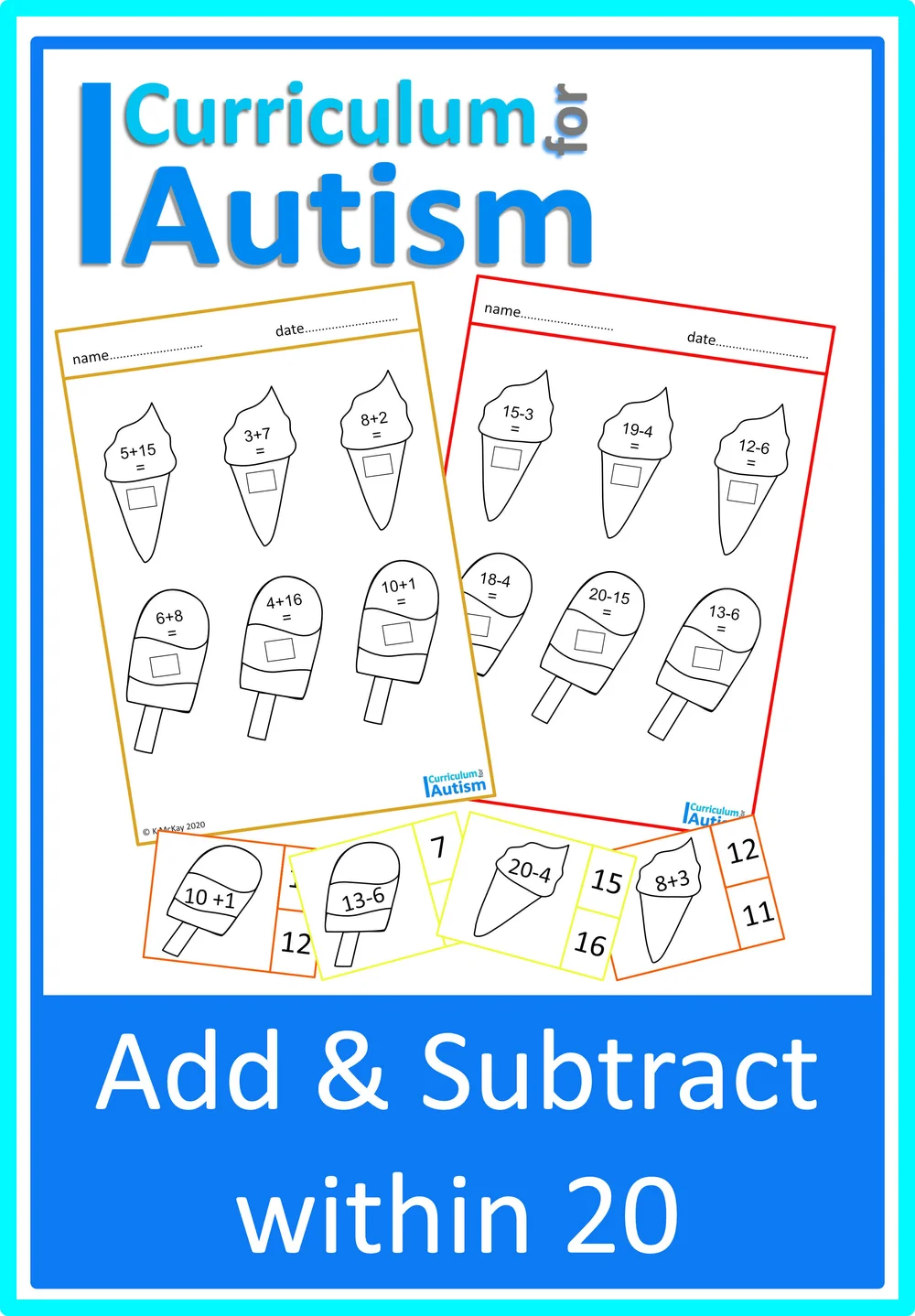Addition 1-10 Shapes Clip Cards Autism Special Education — Curriculum ...