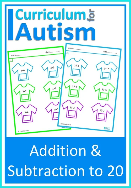Subtraction to 10 Large Print Worksheets Autism Special Education ...