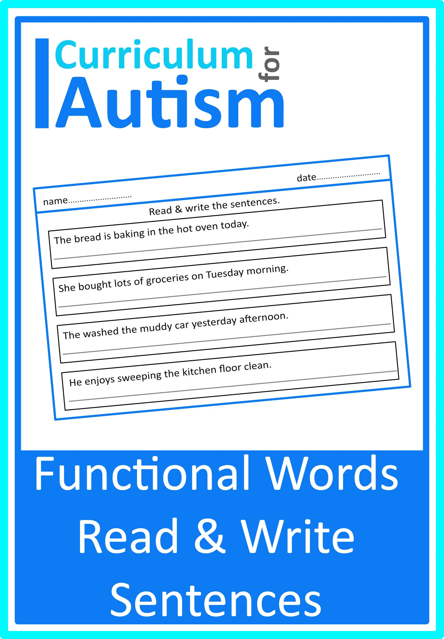 Following Directions Reading Color Words Worksheets Autism Special ...
