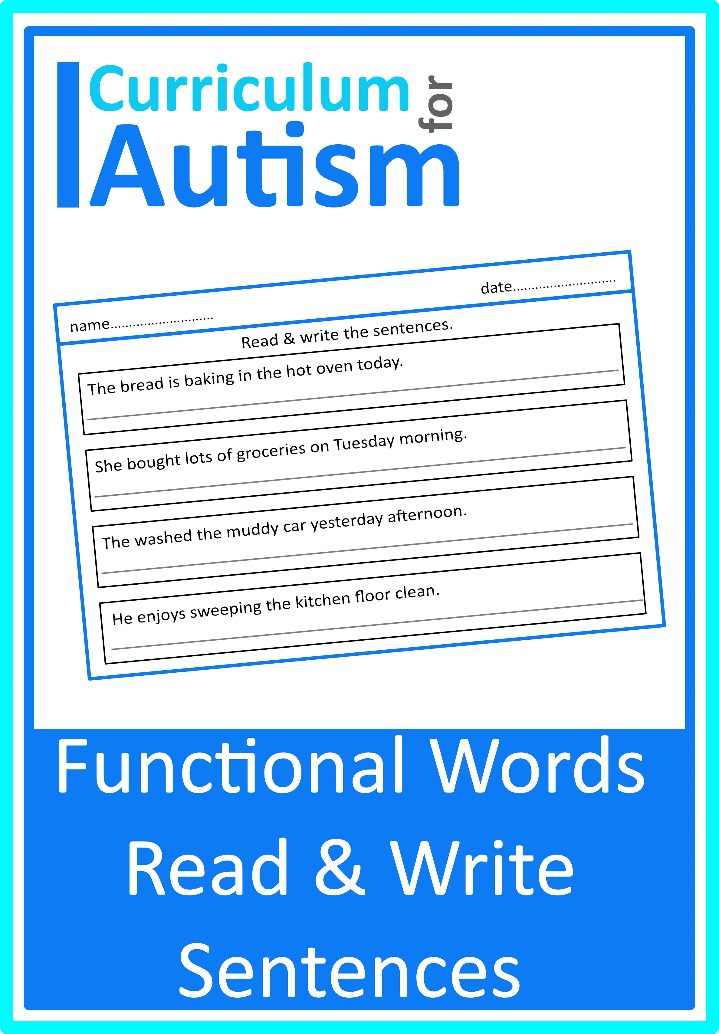 Reading Comprehension Complete the Sentences Cards Autism Special ...
