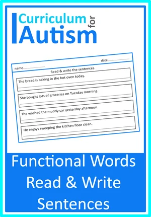 Reading Comprehension Complete the Sentences Cards Autism Special ...