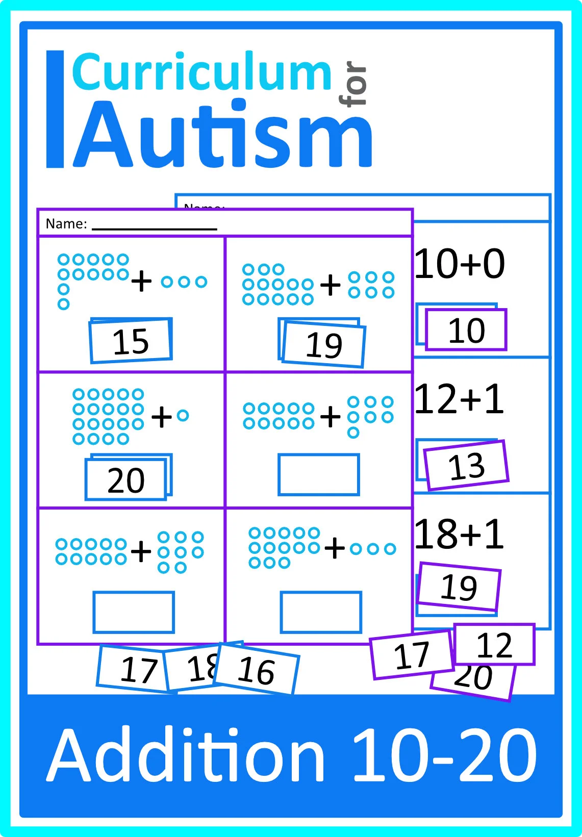 Addition 1-10 Facts Task Cards Autism Special Education Resource Room ...