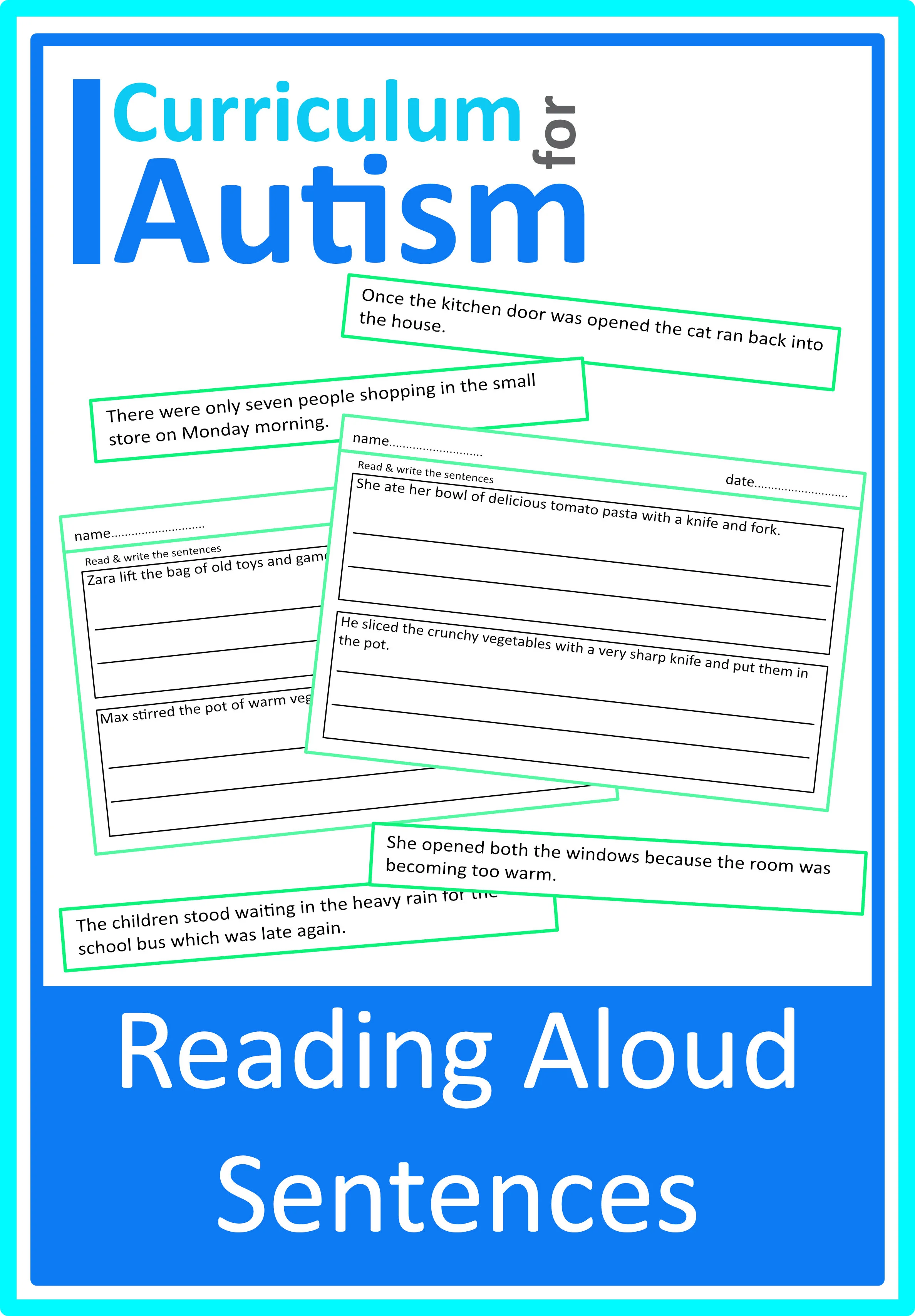 Writing Simple Sentences Cut & Paste Large Print Worksheets Autism ...