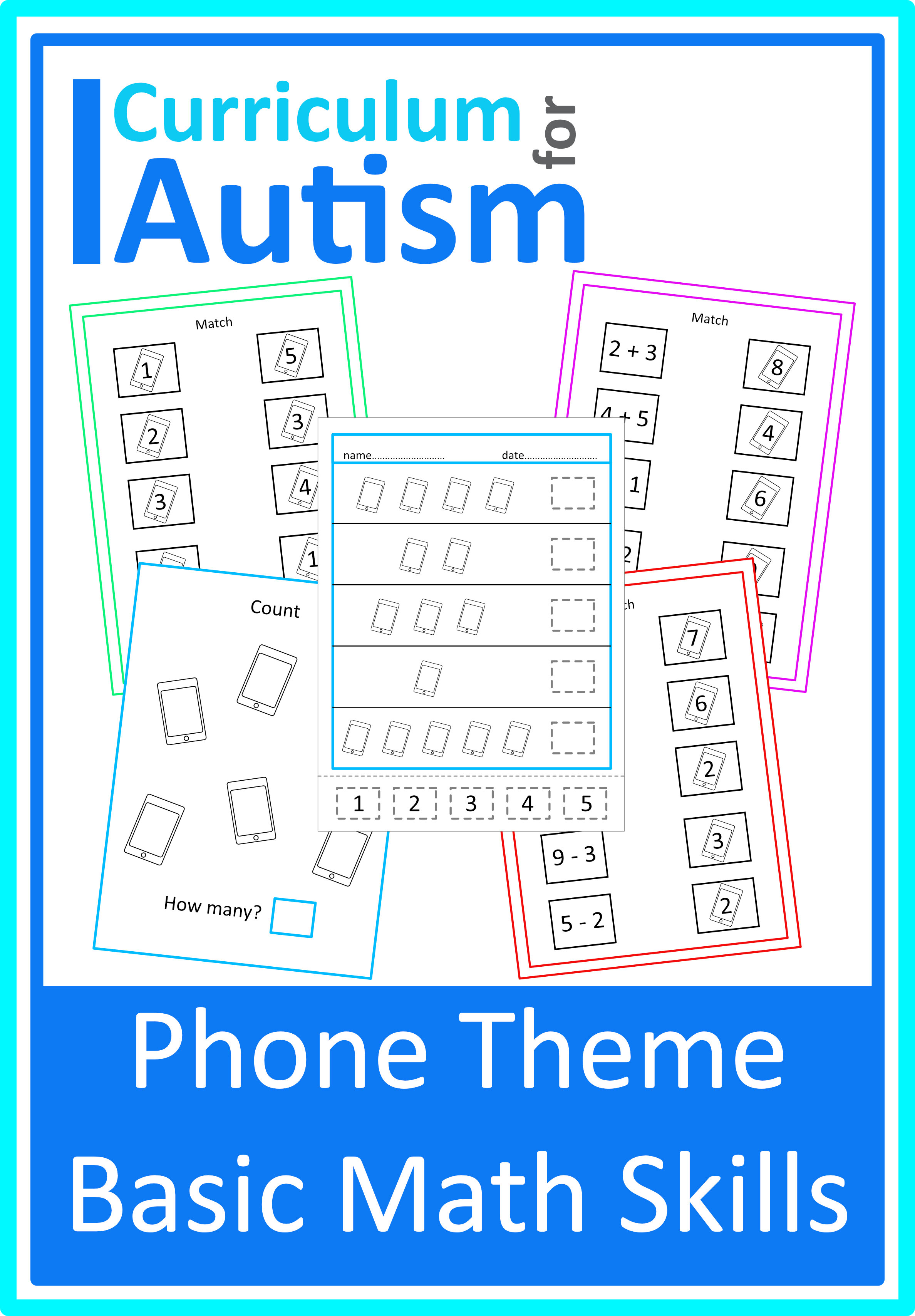 10 Frames Cut & Paste Phones Worksheets Autism Special Ed Self ...