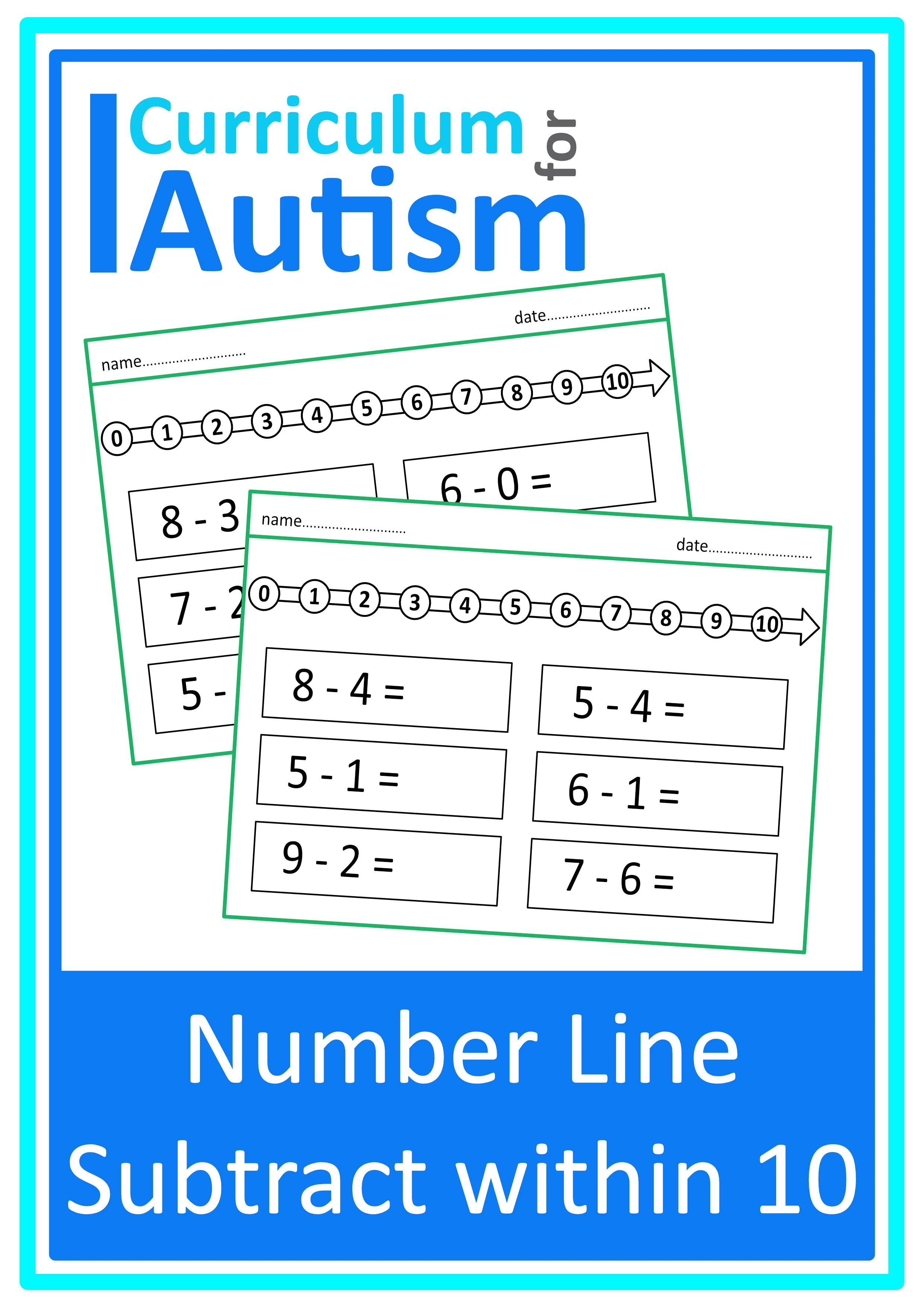 Subtraction 1-10 Facts Task Cards Autism Special Education Resource ...