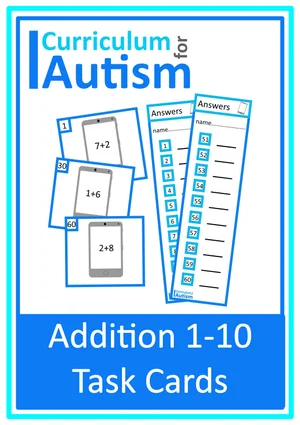 Addition & Subtraction to 20 Clip Cards Autism Special Education Self ...
