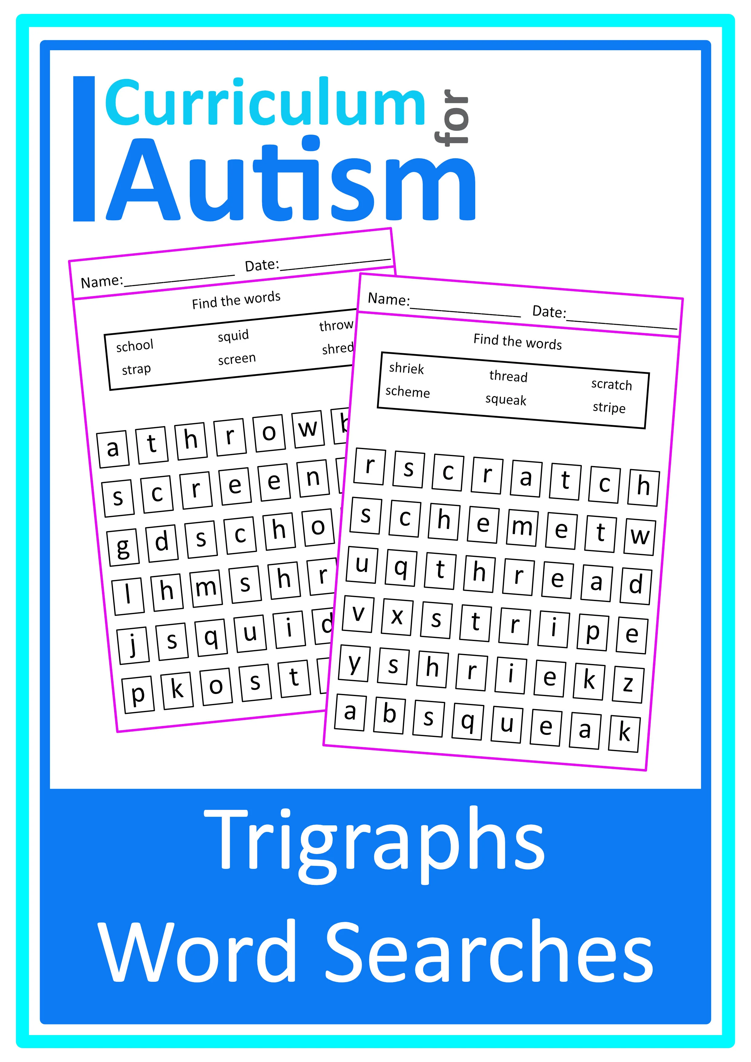 Phonics CVC CVCE CVCC Large Print Word Searches Autism Special ...