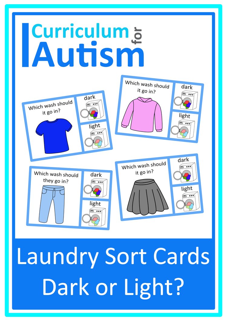 Autism Life Skills Laundry Sorting Picture Task Mats Special Education ...