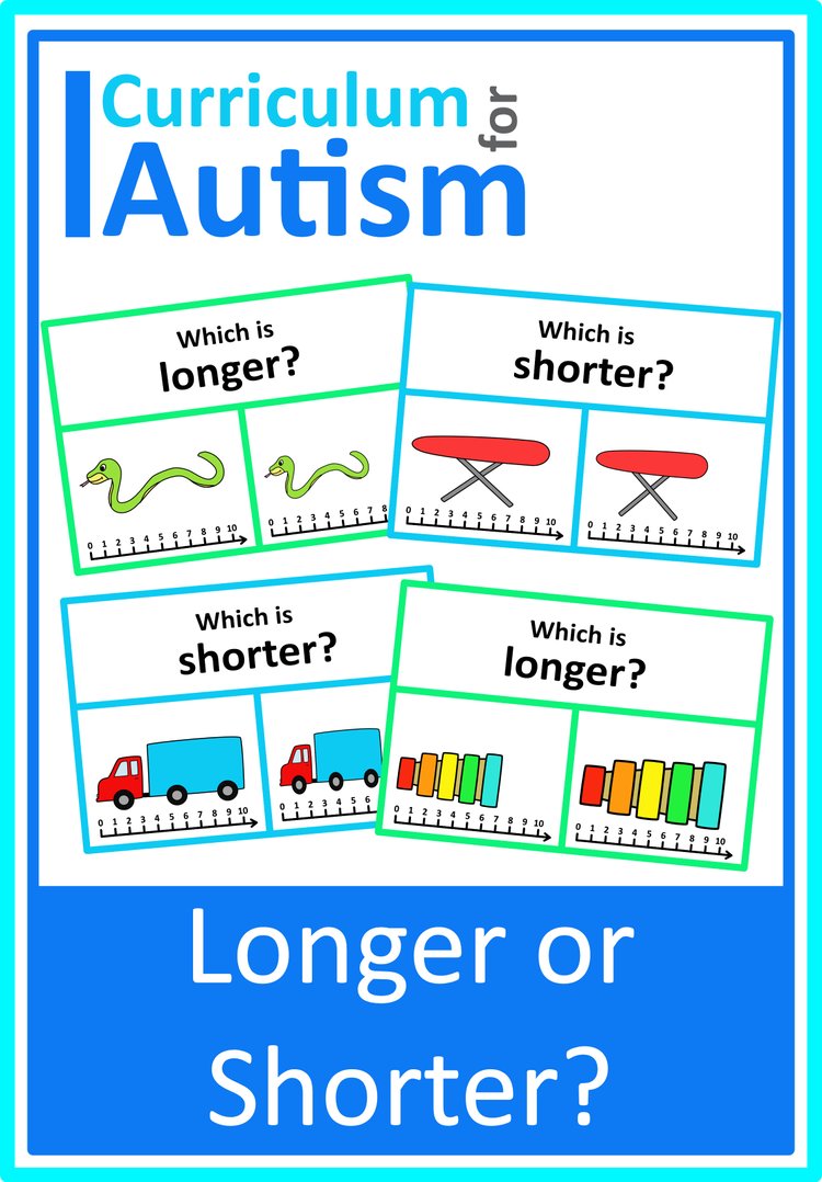 Longer or Shorter Basic Measurement Clip Cards Autism Special Education ...