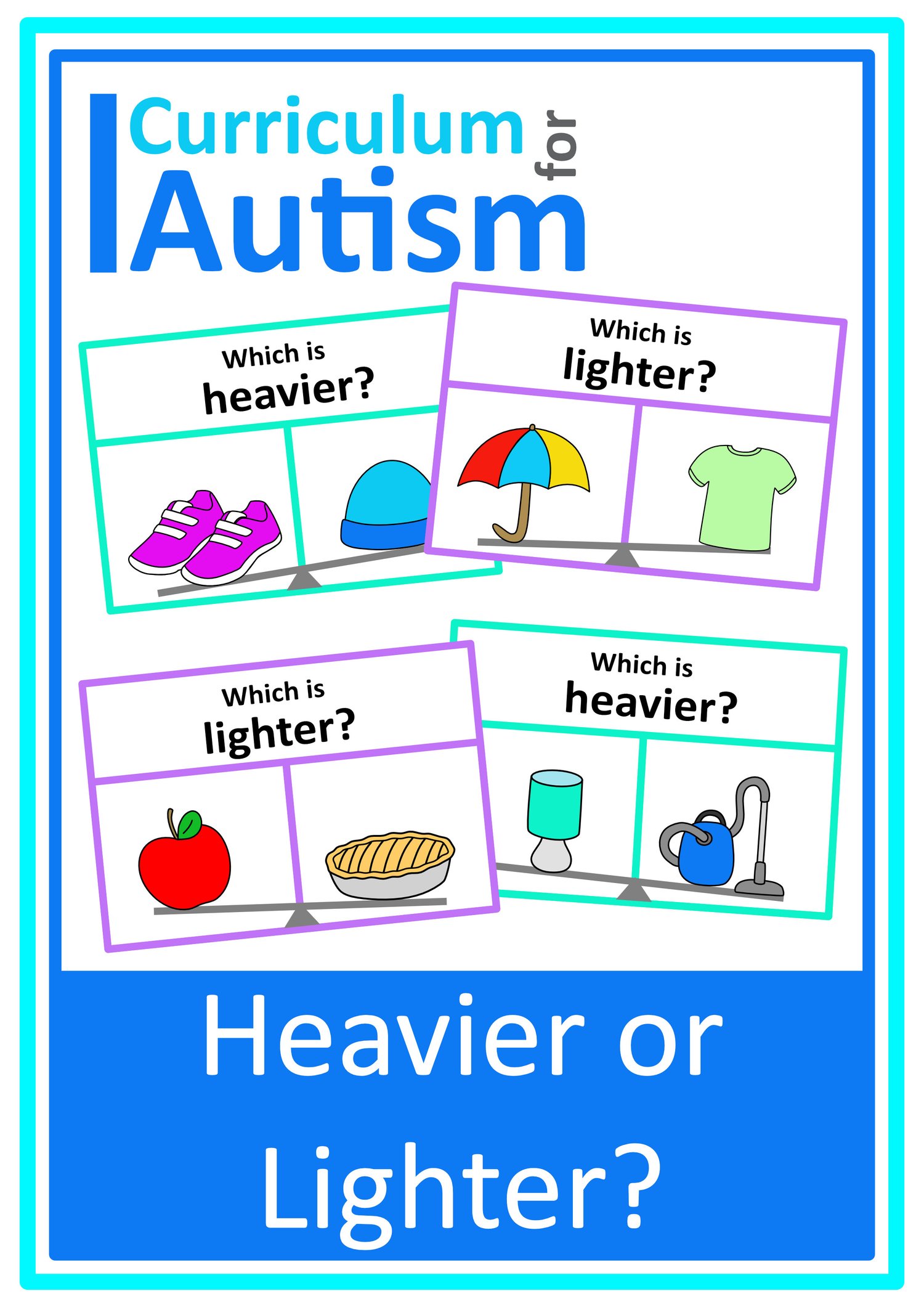 Heavier Or Lighter Basic Measurement Clip Cards Autism Special ...