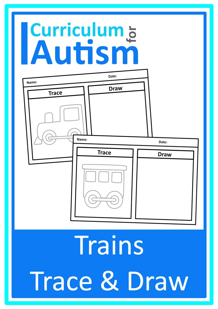 Trace & Draw Transportation Theme Worksheets Autism Special Education ...