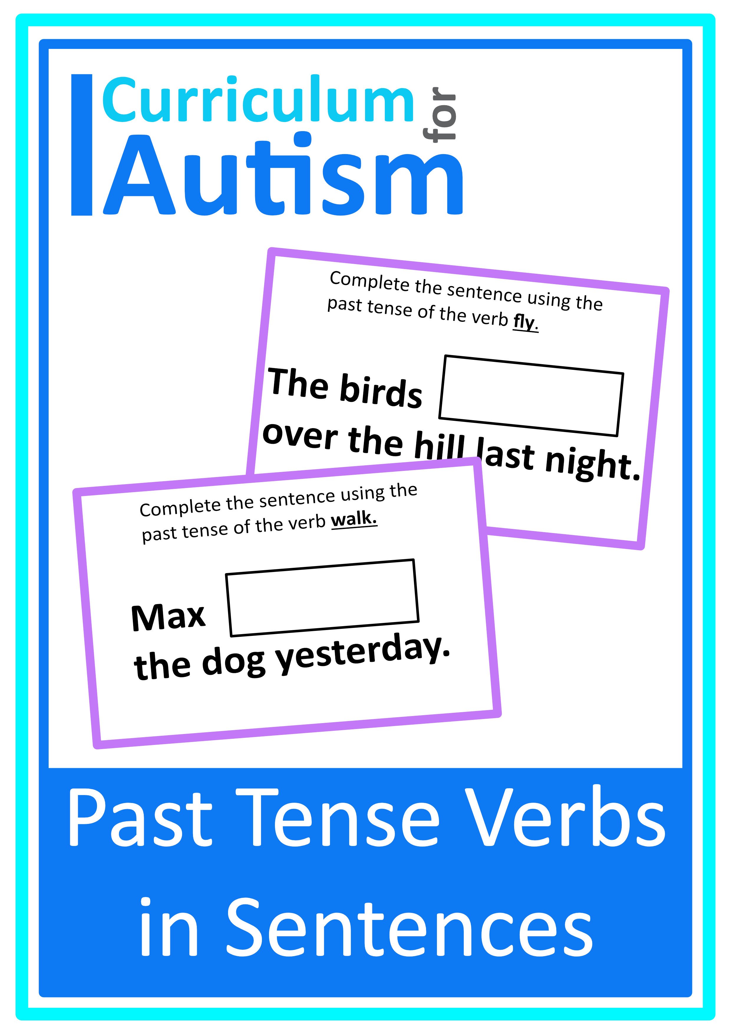 Present Tense Verbs in Sentences Worksheets Autism Special Education ...