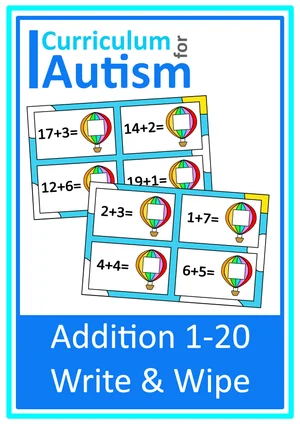 Addition 1-10 Visual Large Print Worksheets Autism Special Education ...