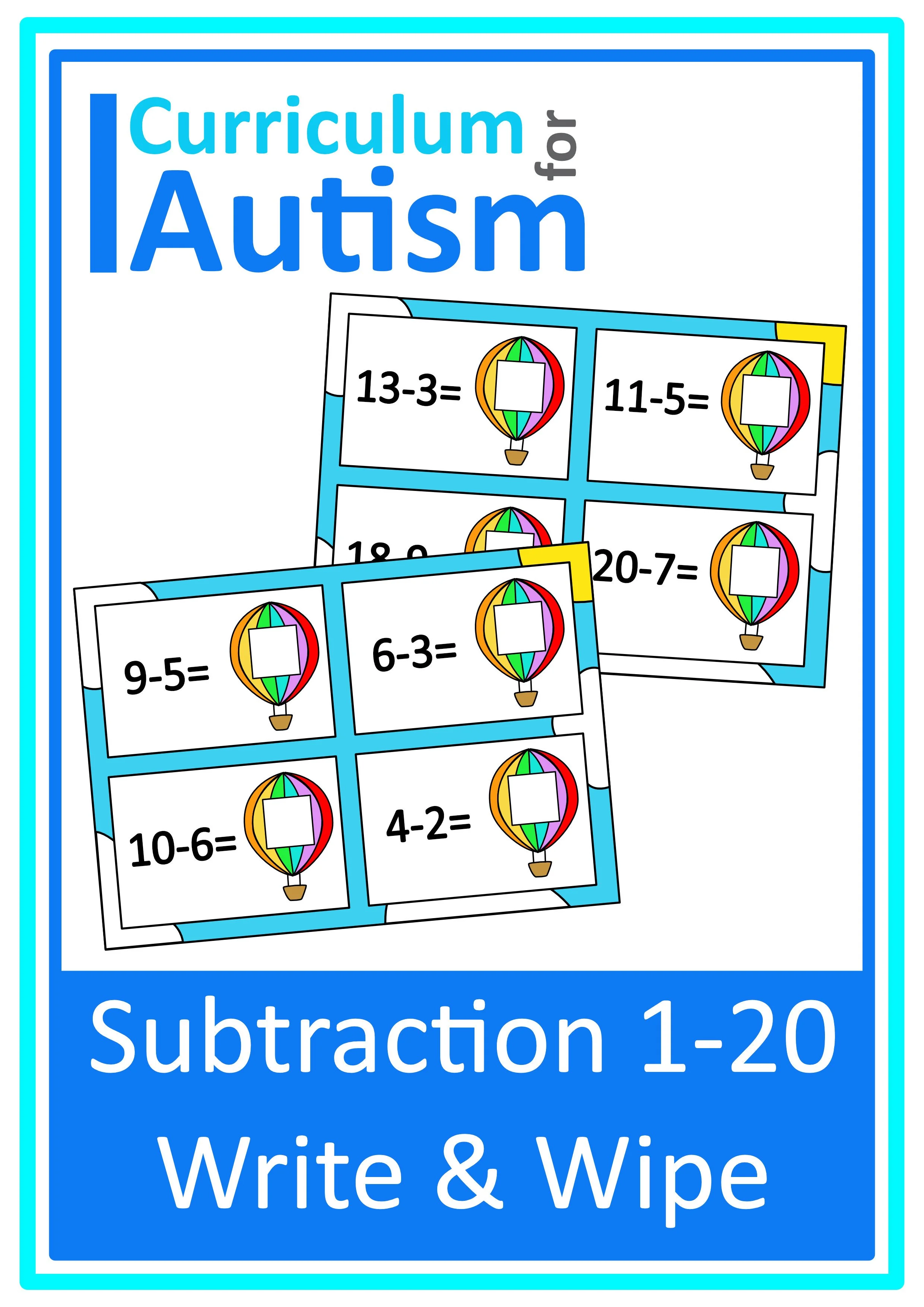 Subtracting 1 Cards & Worksheets Autism Special Education Self ...