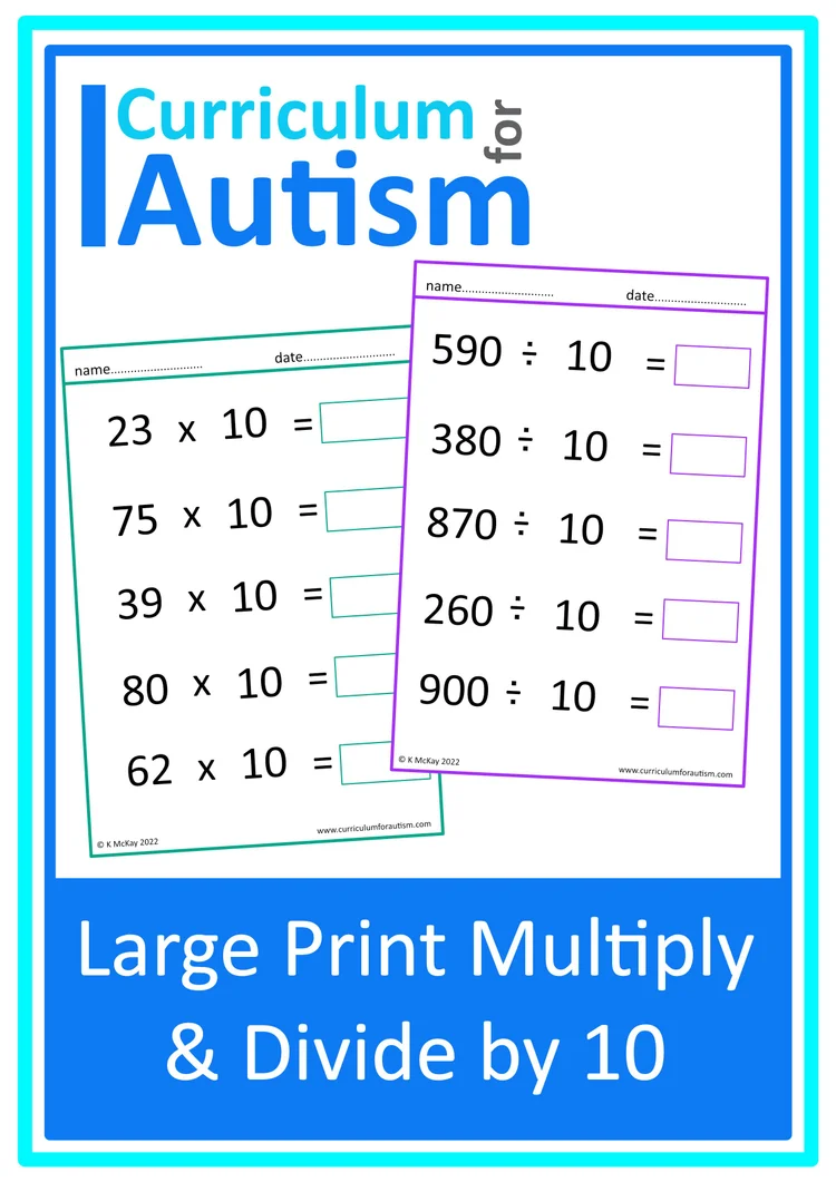 Arrays Multiplication & Division Cut Paste Worksheets Autism Special ...