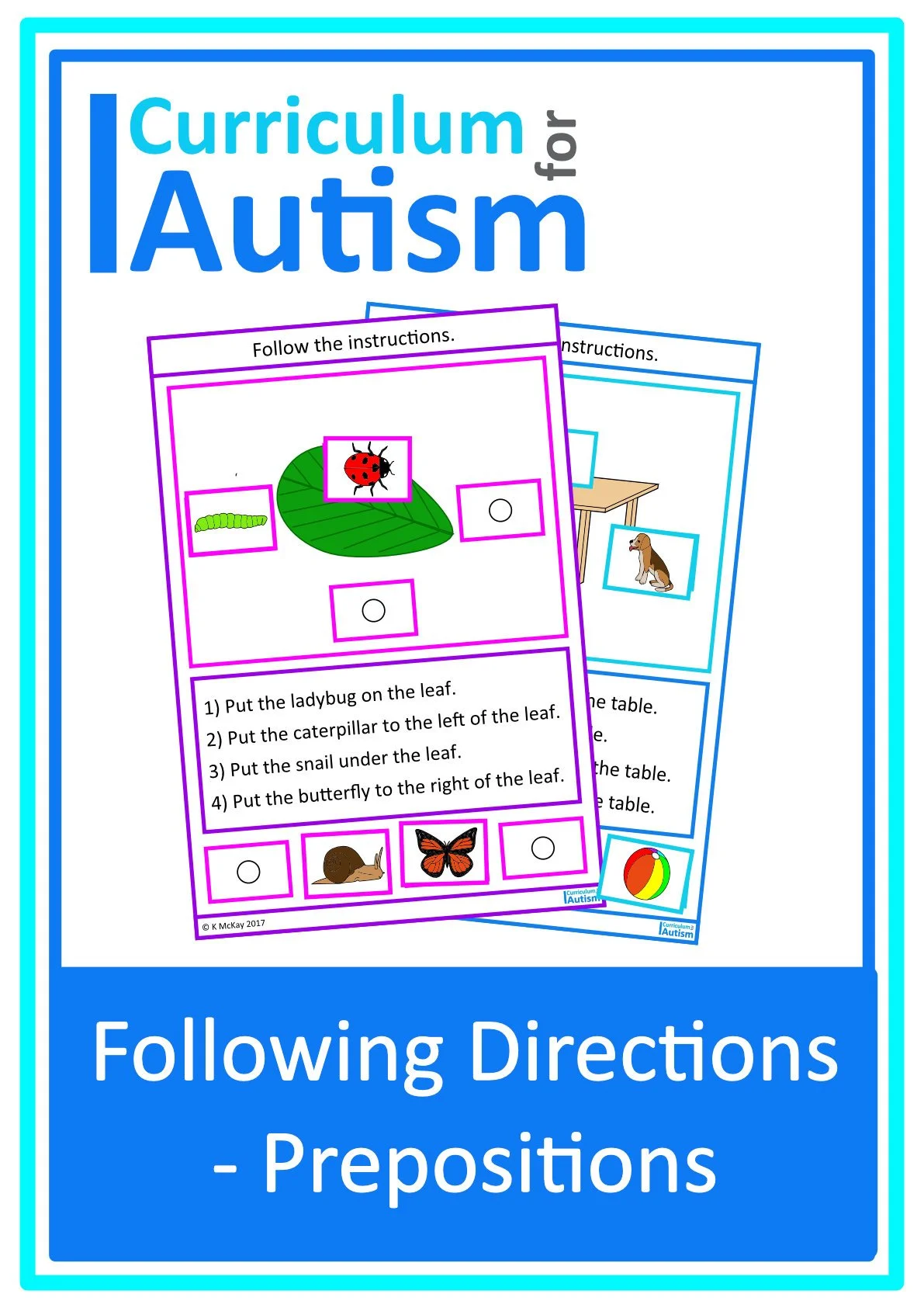 Prepositions Following Directions Simple Worksheets Autism Special ...