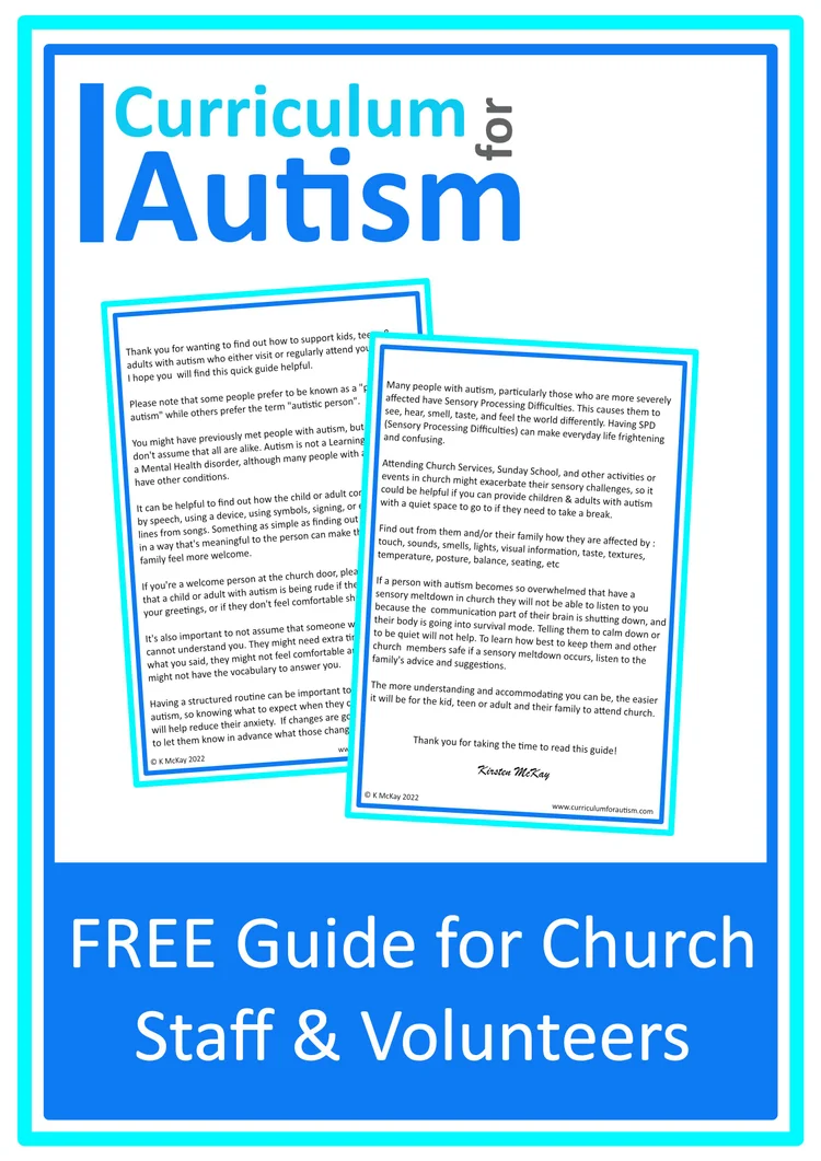 FREE Autism Family Support Information Form for Christian Churches ...