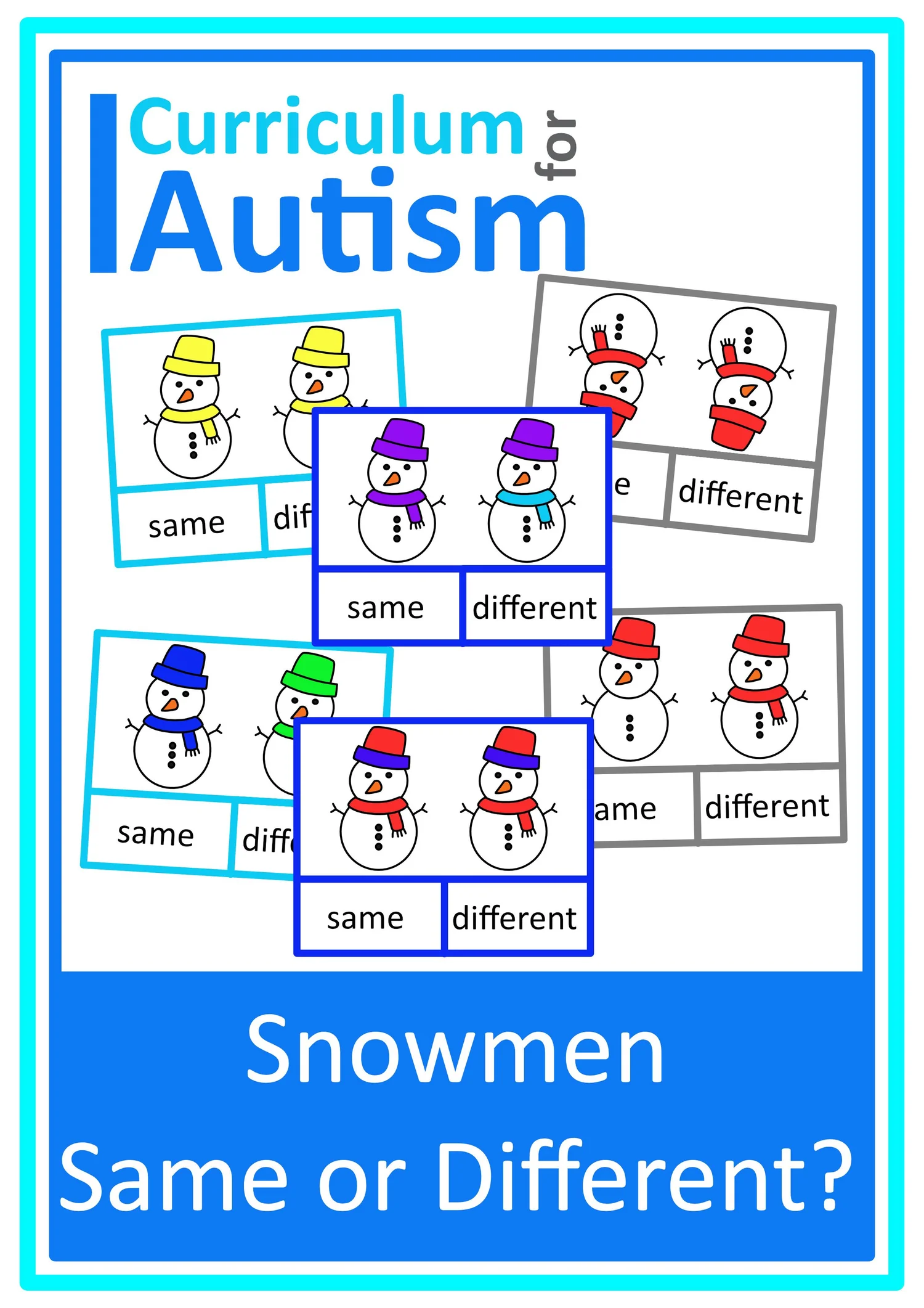 Snowmen Bigger or Smaller Cards for Autism Special Education Class ...