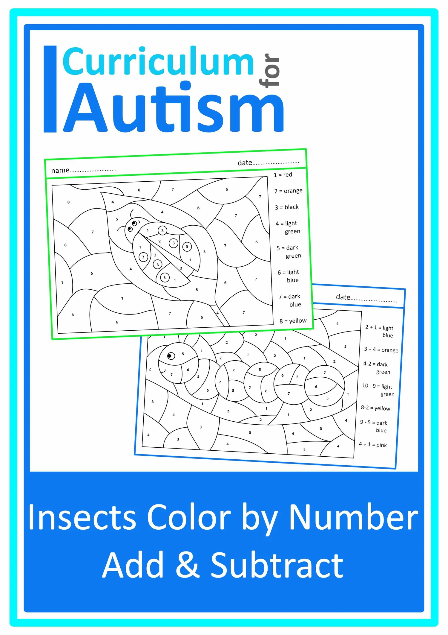 Autism Math Subtraction 1-20 Independent Task Special Education ...