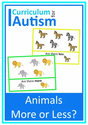 More or Less Comparing Groups of Numbers Clip Cards Autism Special ...