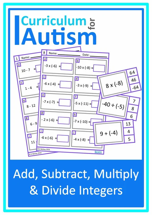 Add Subtract Multiply & Divide Task Cards Autism Special Education ...