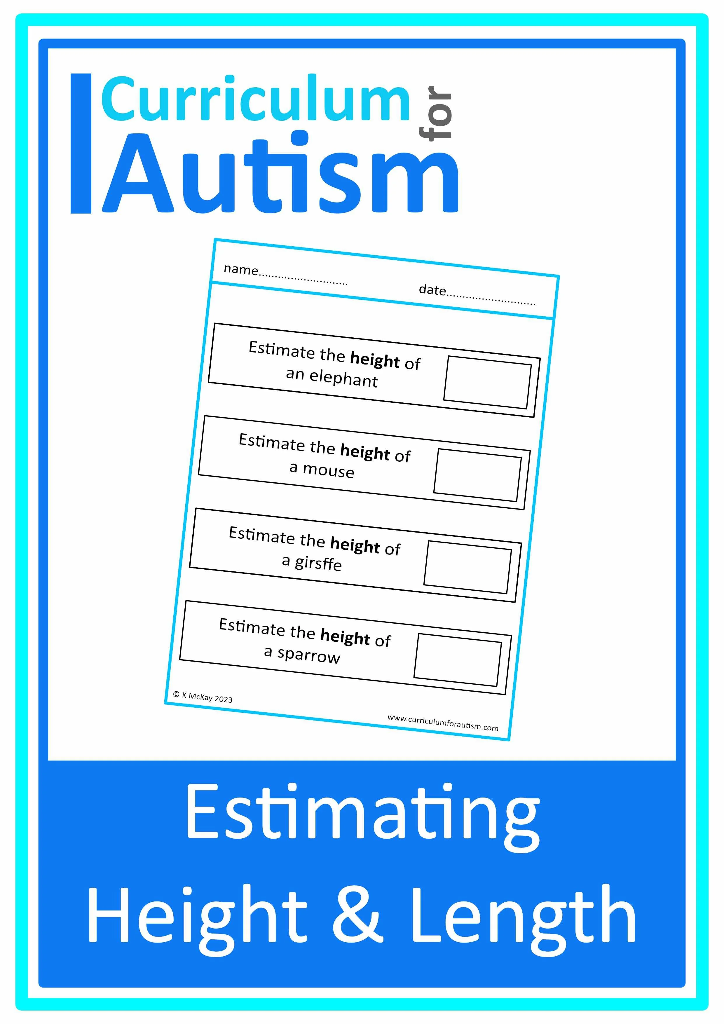 Estimating Height & Length Measurement Worksheets Autism Special ...