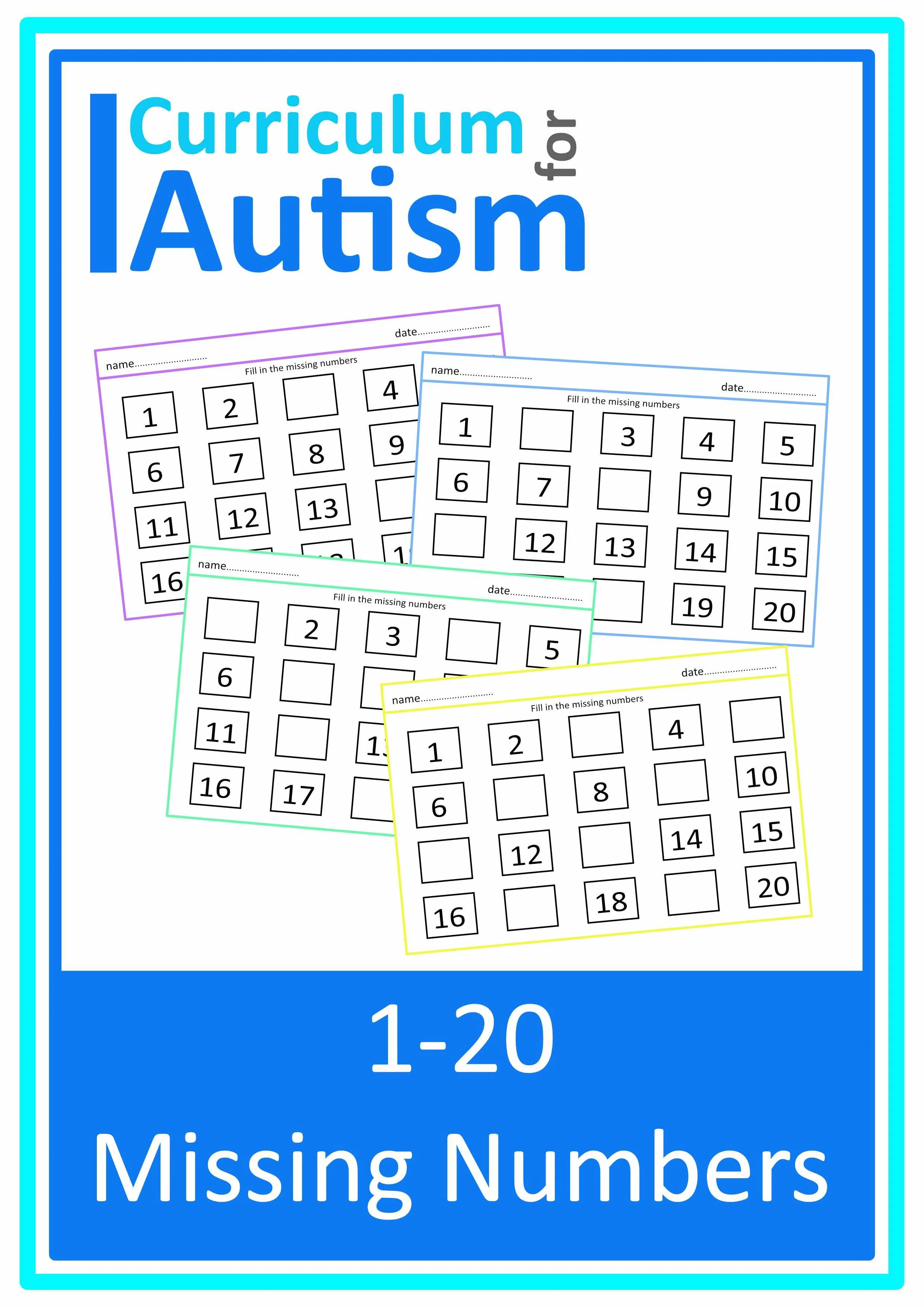 Number Words 1-20 Cut & Paste Worksheets Autism Special Education ...