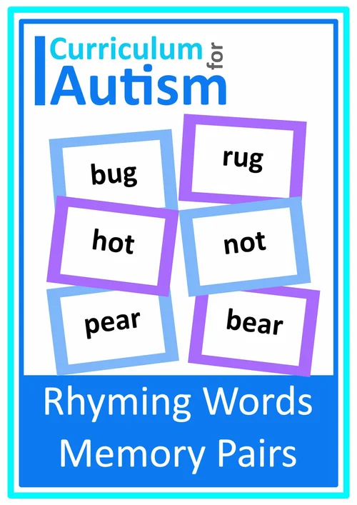 Rhyming Words Match Lotto Bingo Game Autism Special Education Phonics ...