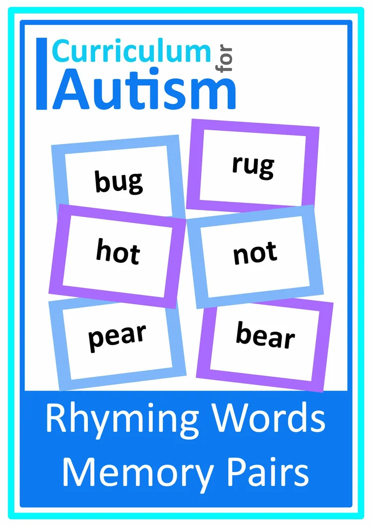 Rhyming Words Match Lotto Bingo Game Autism Special Education Phonics ...