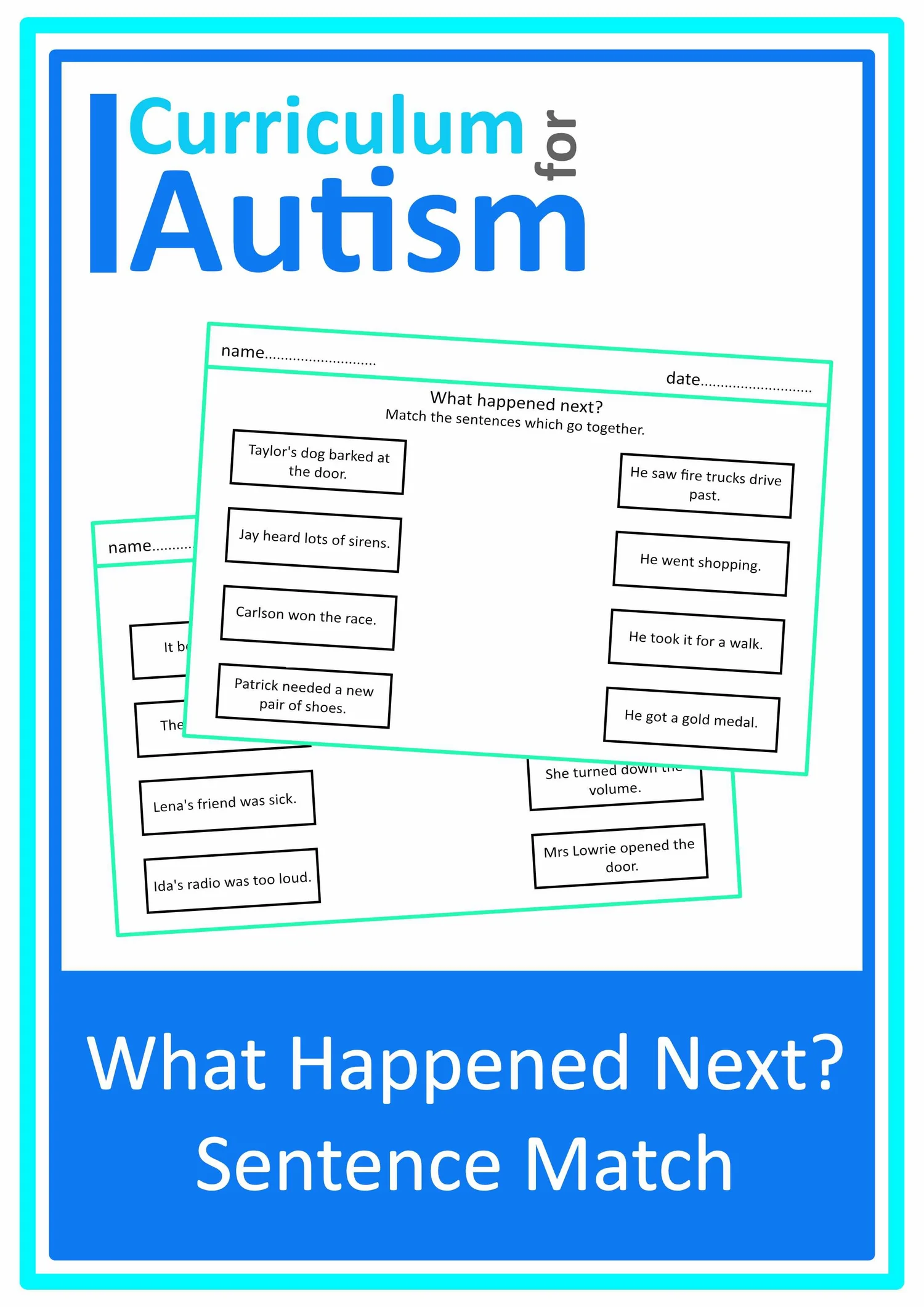 Sentence Level Reading Comprehension Mats Autism Special Education ...