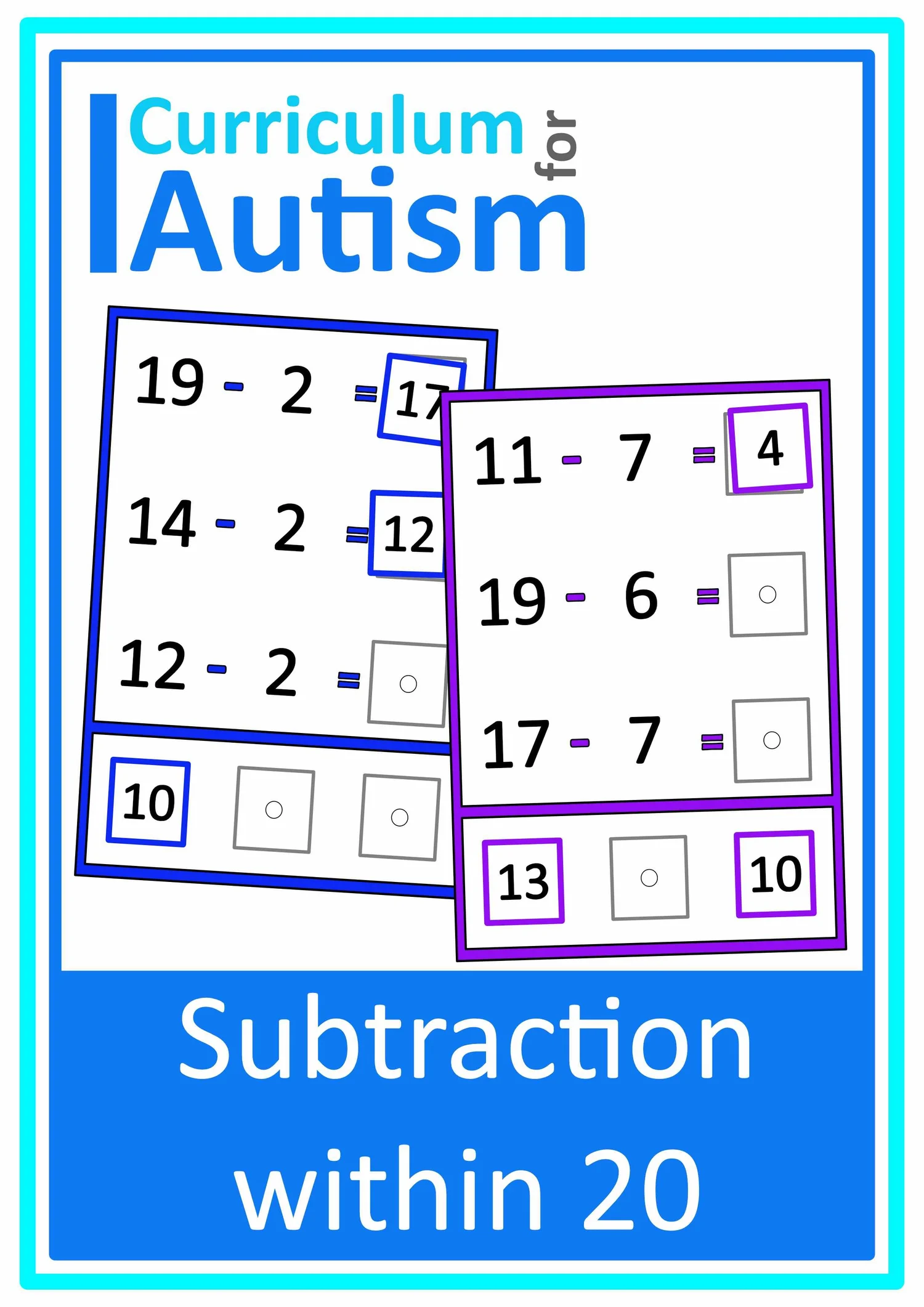 Number Line Subtract within 20 Worksheets Autism Special Education ...