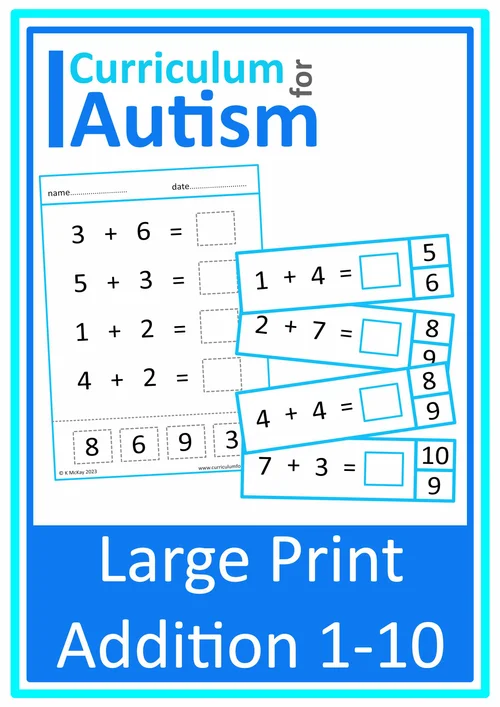 Addition 10-20 Worksheets Autism Special Education Resource Room ...