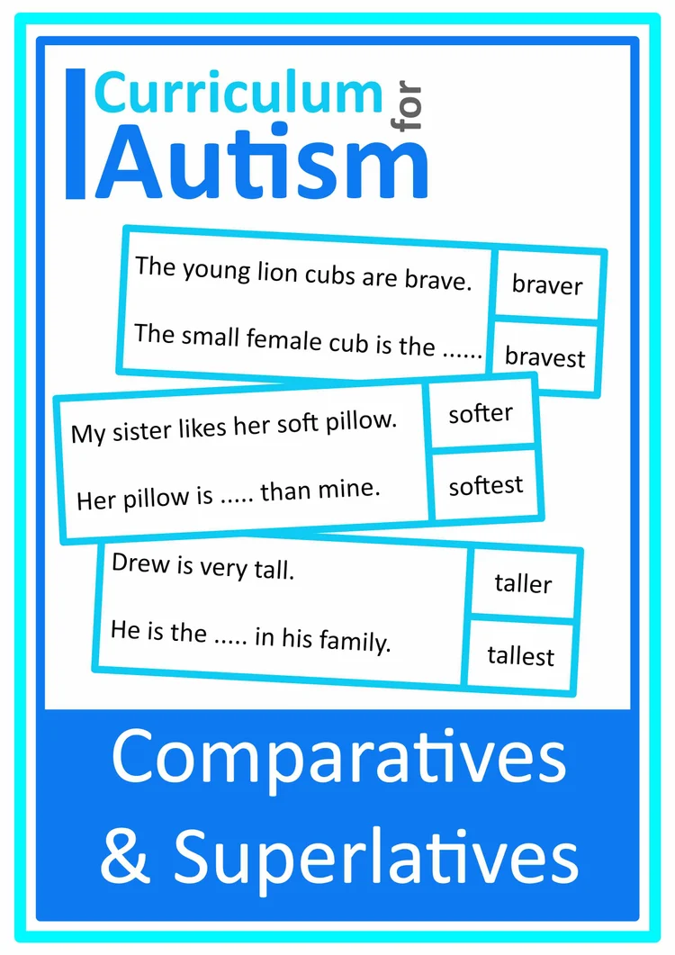 Comparative Adjectives in Sentences Worksheets Autism Special Education ...
