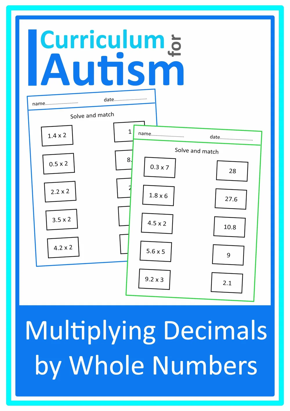 Introducting Decimals Identifying Tenths Cards Autism Special Education ...