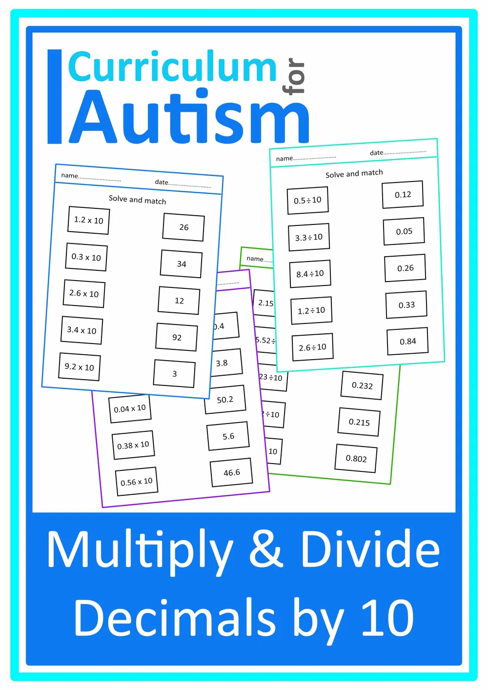 Multiplying Decimals by Whole Numbers Worksheets Autism Special ...
