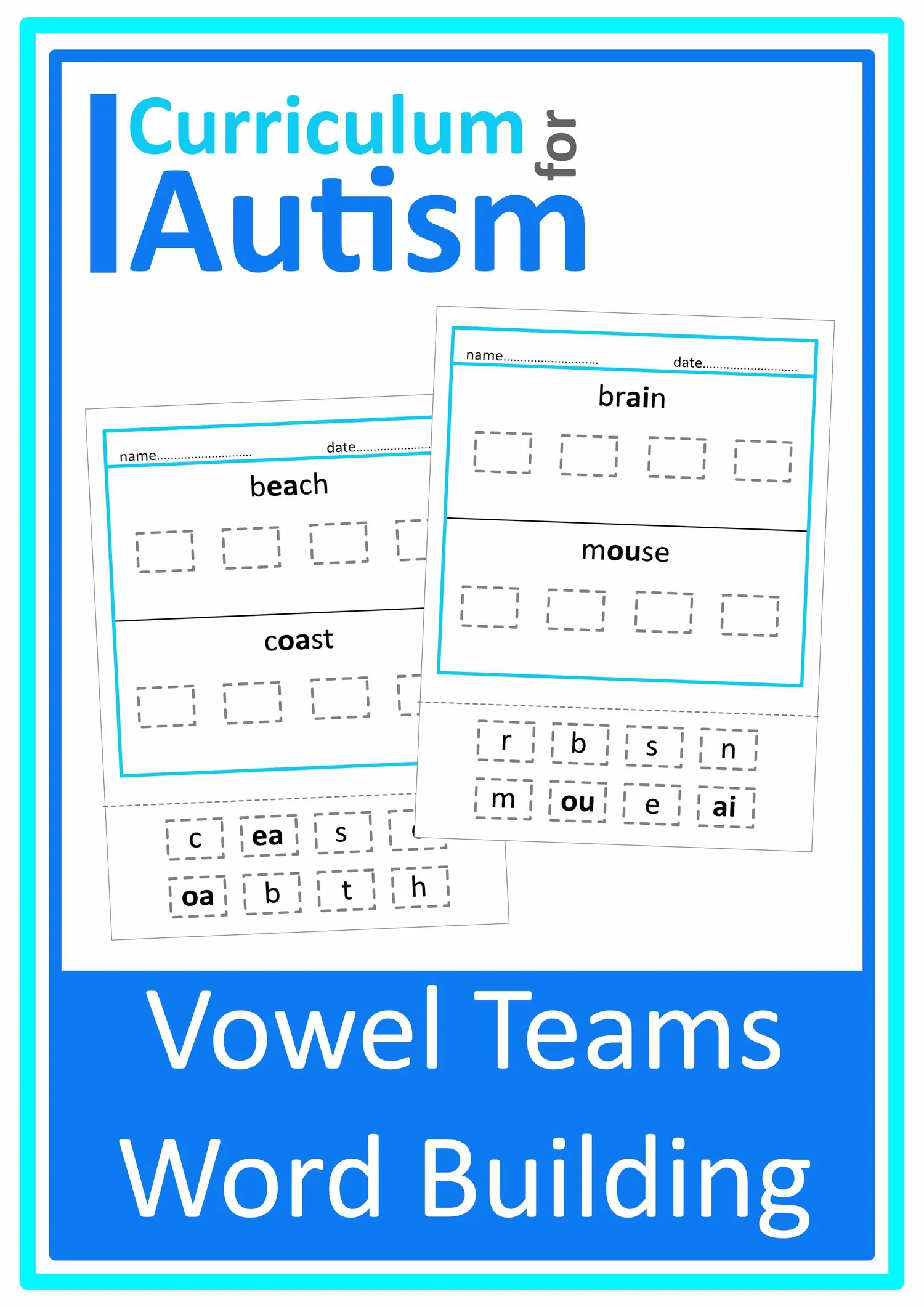 Vowel Teams Word Match Phonics Worksheets Autism Special Education ...