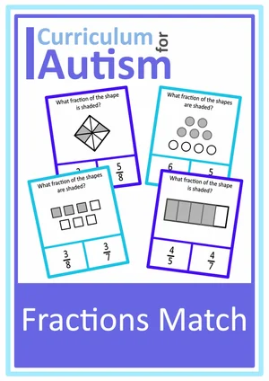 Fractions of Shapes Match Worksheets Autism Special Education ...