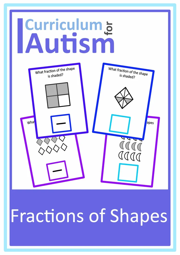Fractions of Shapes Match Worksheets Autism Special Education ...