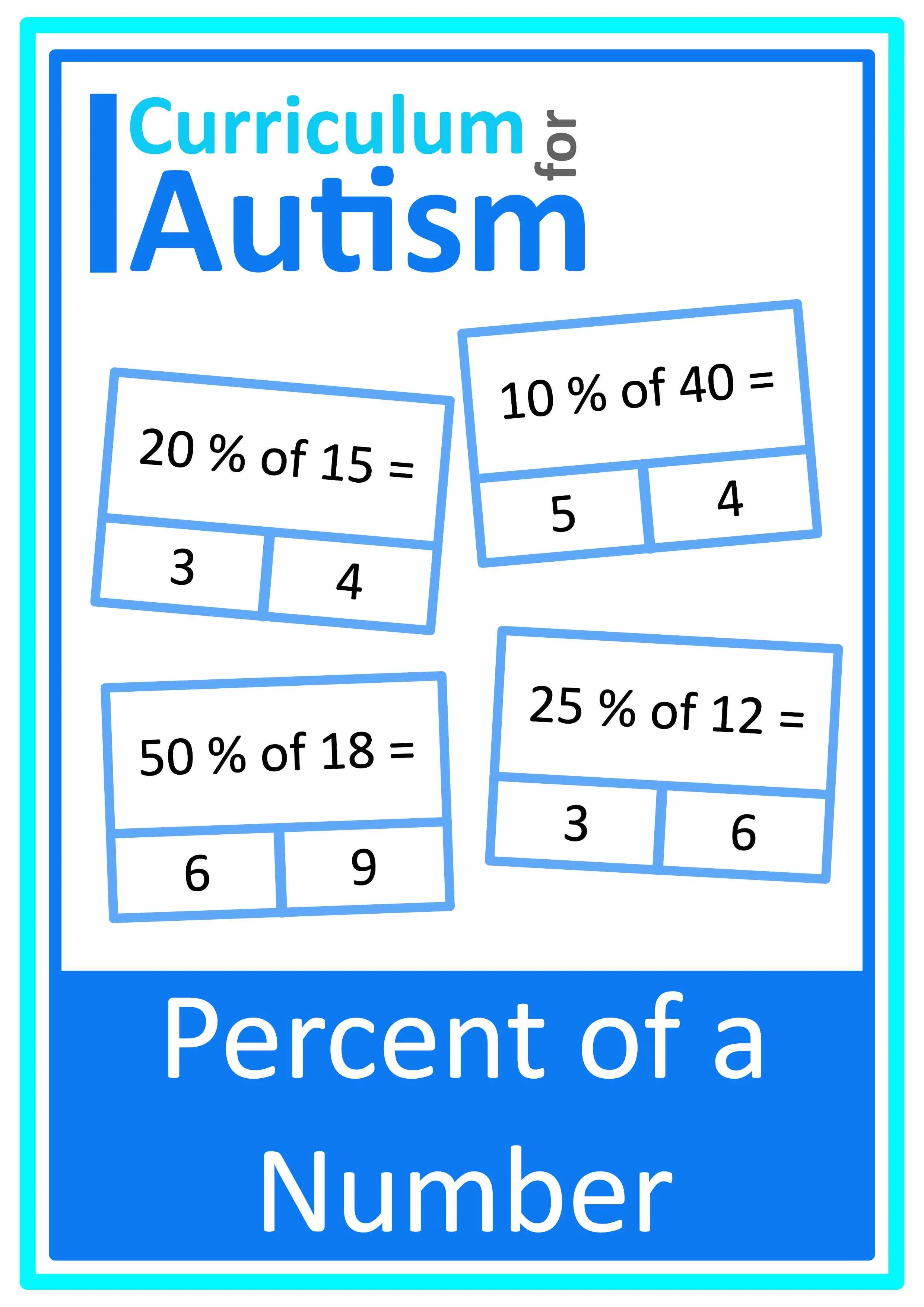 Percent of Numbers Match Worksheets Autism Special Education Resource ...