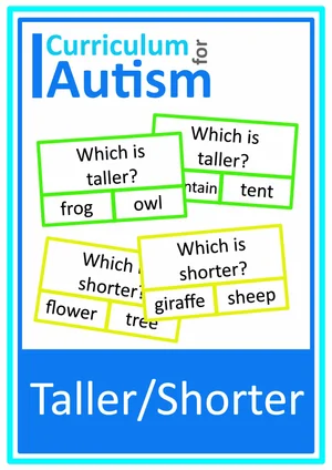 Longer or Shorter Introduction to Measurement Clip Cards Autism Special ...