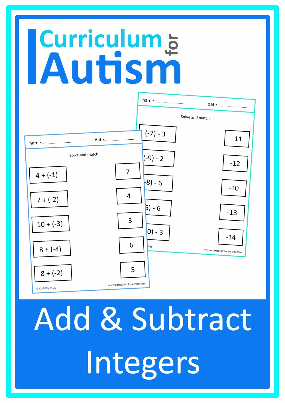 Large Print Addition & Subtraction 1-10 Worksheets Autism Special ...