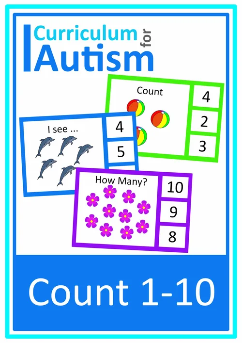 Spiders Count 1-10 Large Print Clip cards Autism Special Education ...